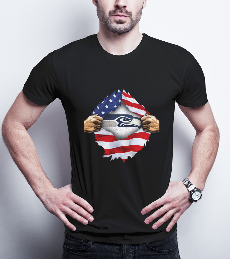 Seattle Seahawks American Flag Pride T-Shirt