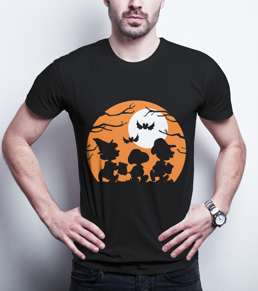 Peanuts Halloween Trick Or Treat Moonlit Bats T-Shirt