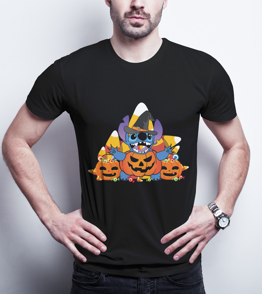 Stitch Halloween Candy Corn Pumpkins T-Shirt