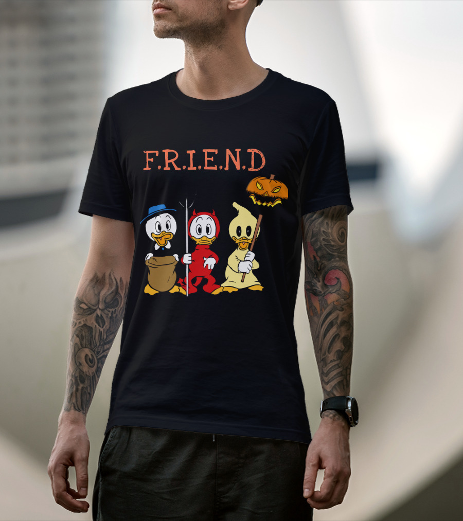 Disney Donald Duck Halloween F.R.I.E.N.D Ghost Devil Pumpkin T-Shirt