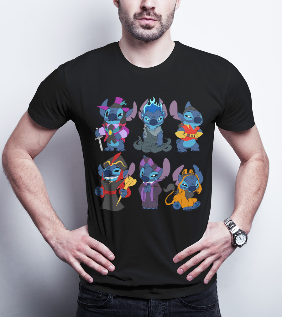 Halloween Time Stitch In Disney Villain Costumes T-Shirt