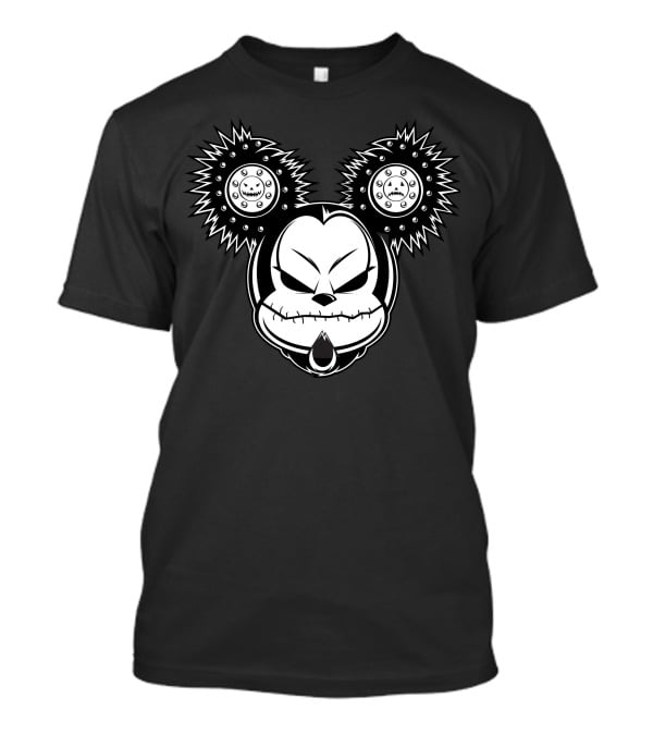 Cool Evil Mickey Gothic Cartoon Style Horror Face T-Shirt