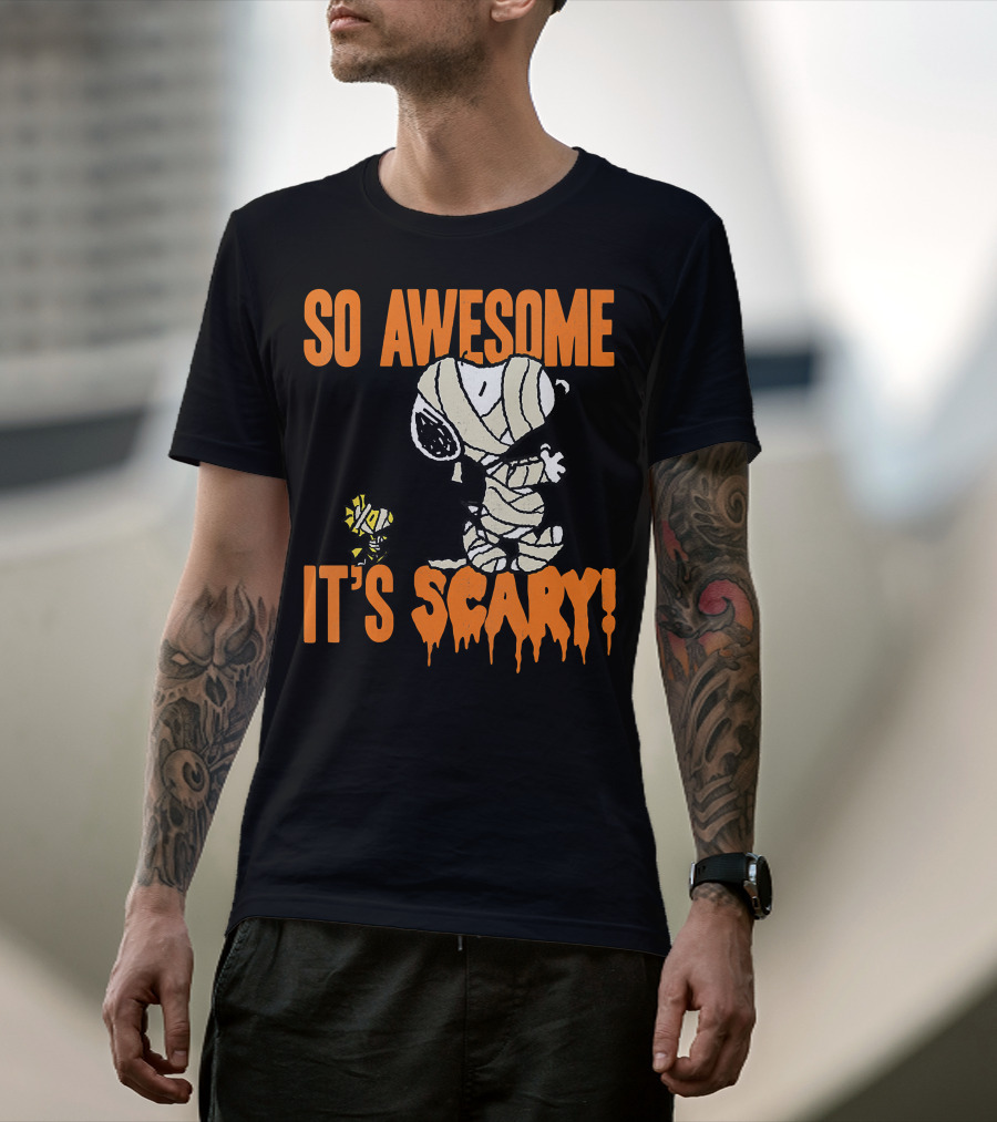 So Awesome It's Scary Halloween Snoopy Mummy T-Shirt