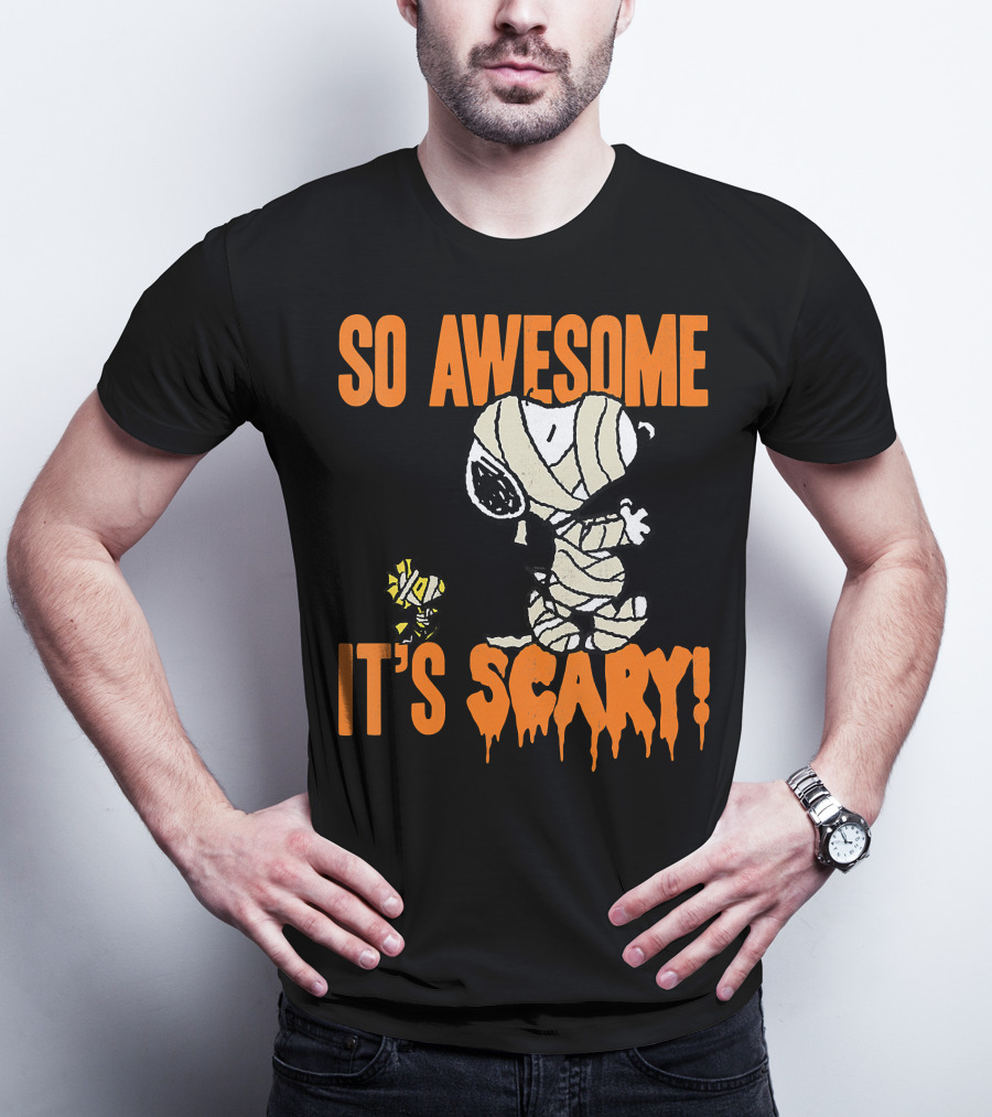 So Awesome It's Scary Halloween Snoopy Mummy T-Shirt
