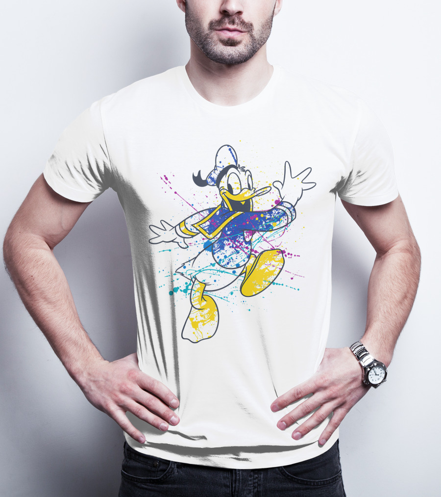 Disney Donald Duck Colorful Paint Splatter T-Shirt