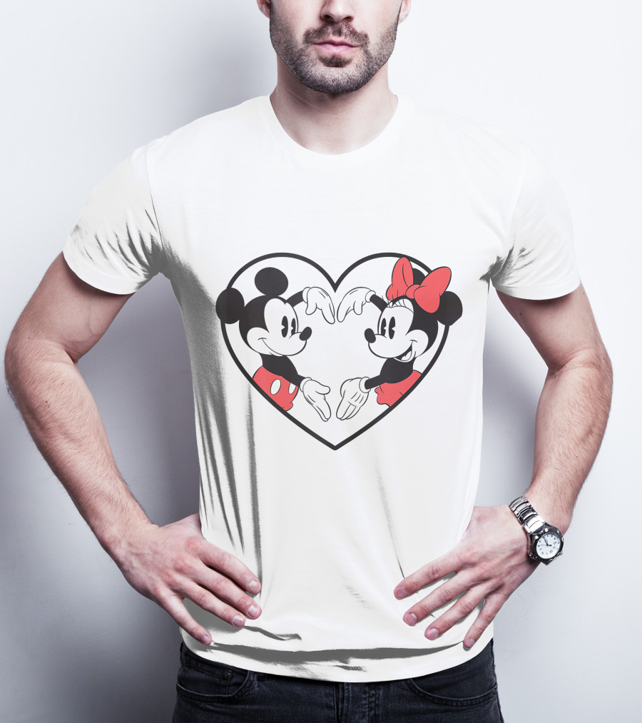 Mickey Minnie Heart Hands Love Gesture Iconic Couple T-Shirt
