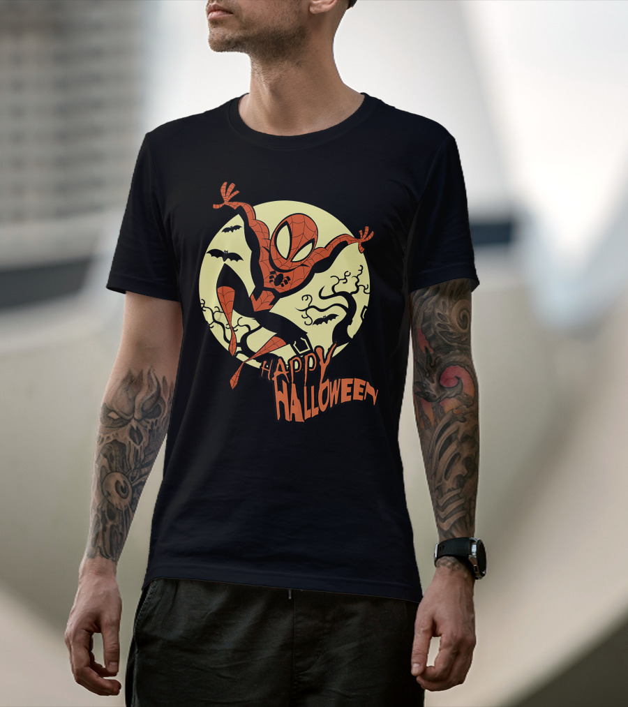 Spider Man Happy Halloween Moonlight T-Shirt