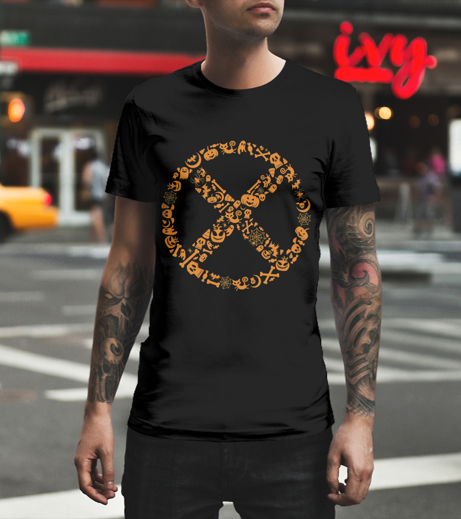 Marvel X Men Halloween Pumpkin Spiderweb Skull T-Shirt