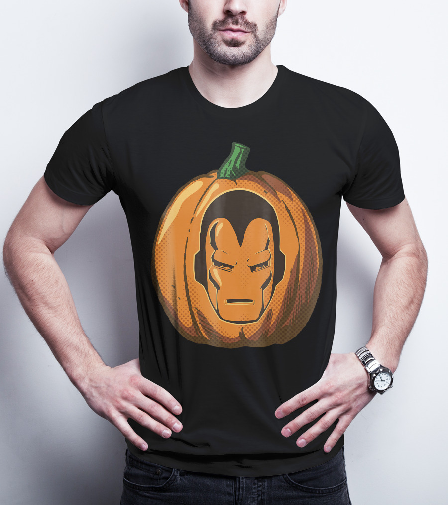 Iron Man Face Carved Halloween Pumpkin T-Shirt