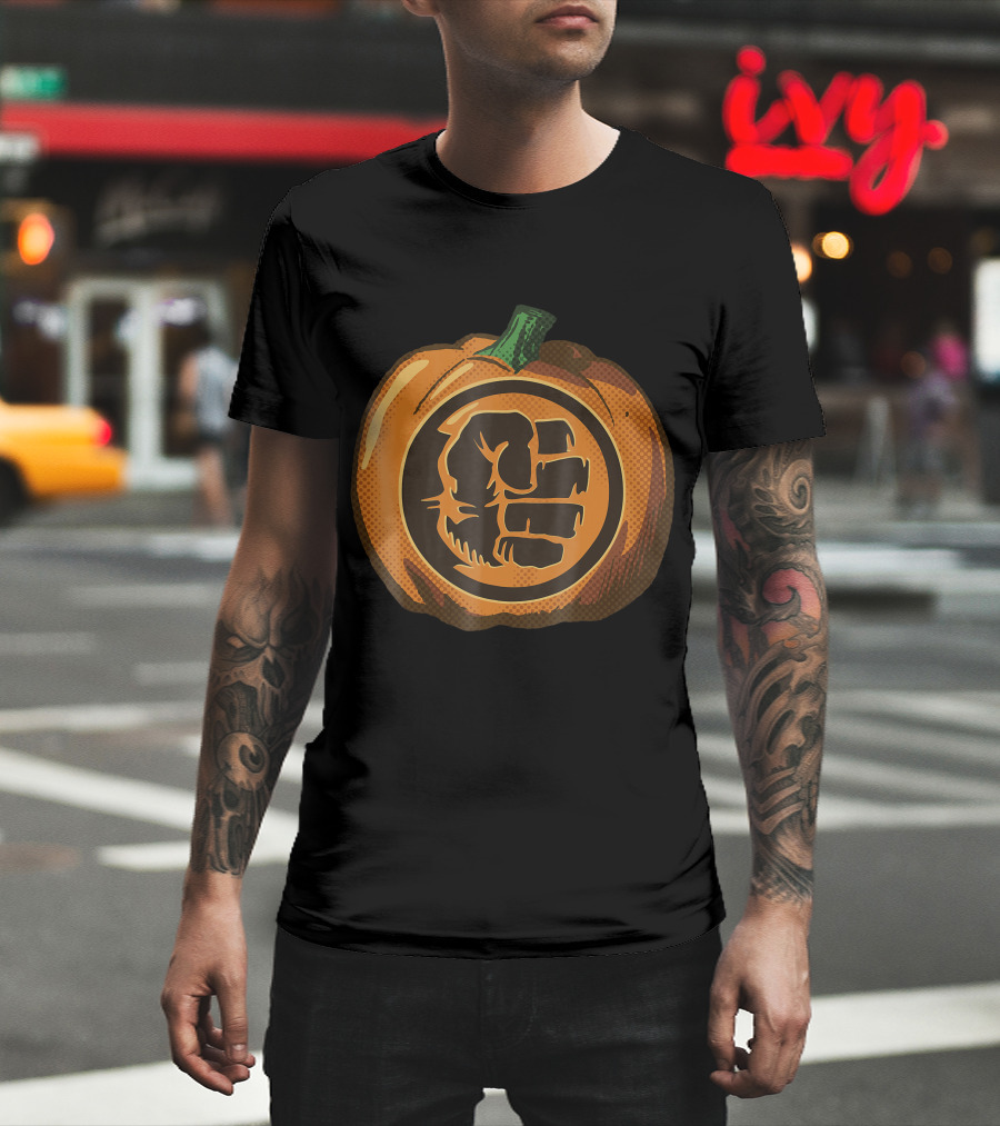 Hulk Fist Pumpkin Halloween Fusion In Comic T-Shirt