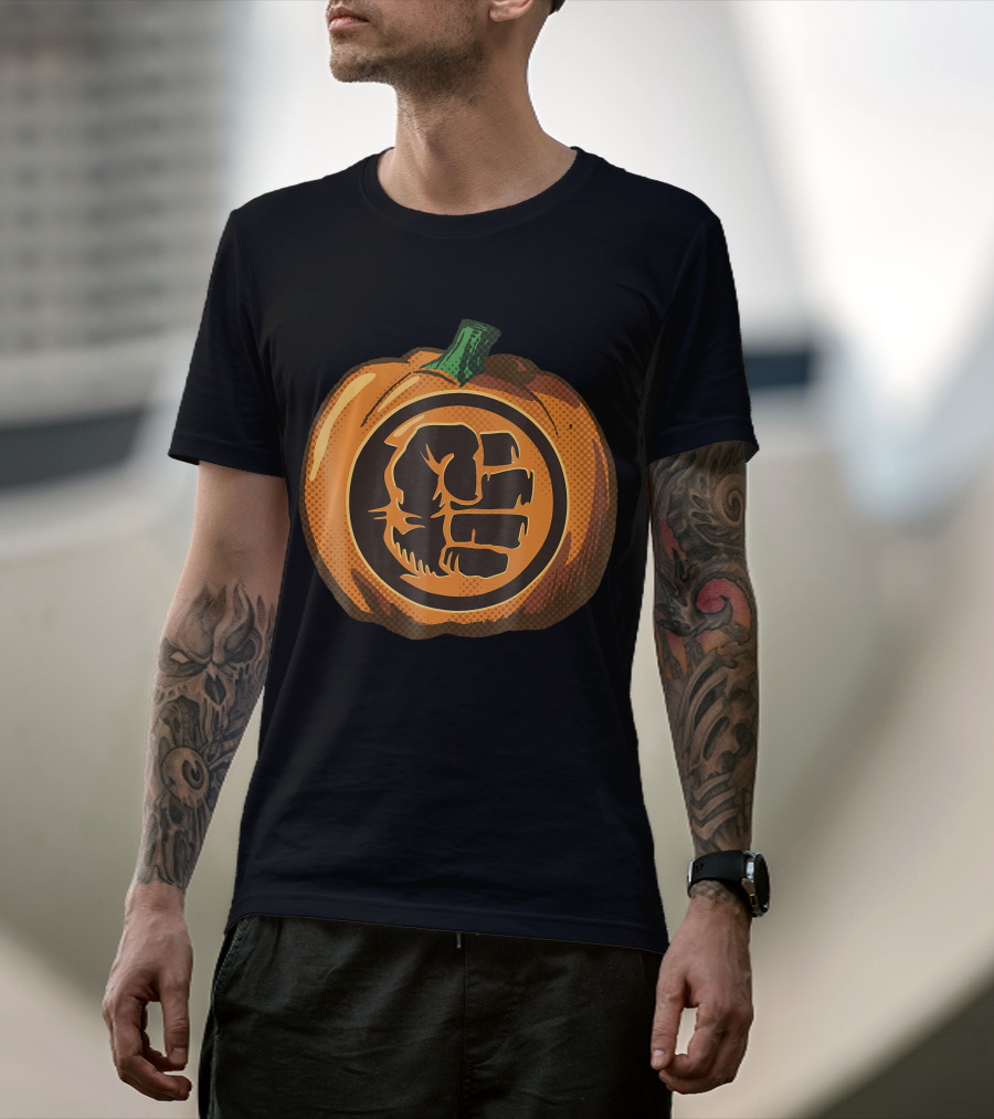 Hulk Fist Pumpkin Halloween Fusion In Comic T-Shirt