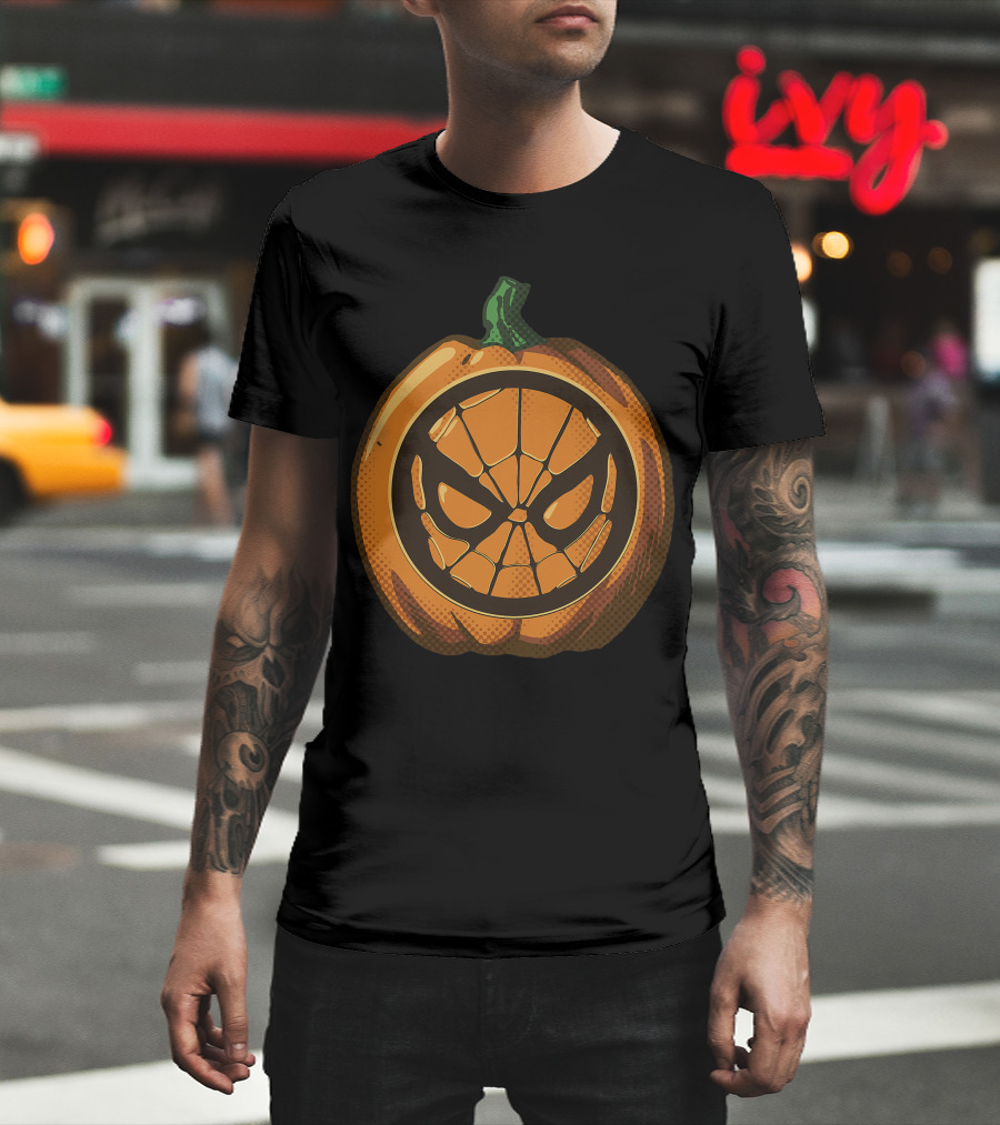Spider Man Halloween Pumpkin Face Carving T-Shirt