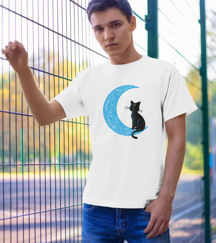 Black Cat Crescent Moon Sailor Guardian T-Shirt
