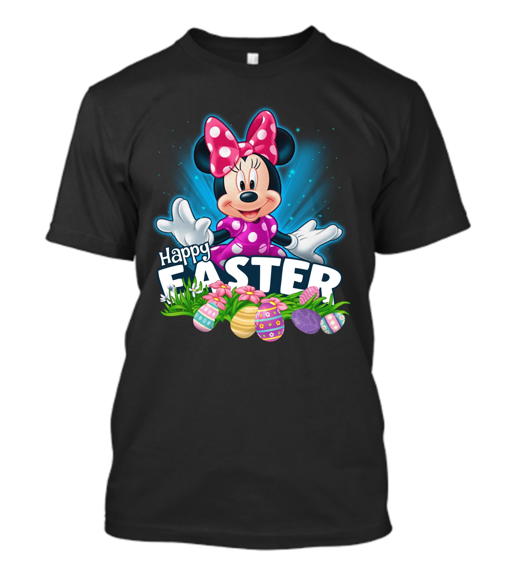 Minnie Mouse Happy Easter With Colorful Eggs And Flowers T-Shirt