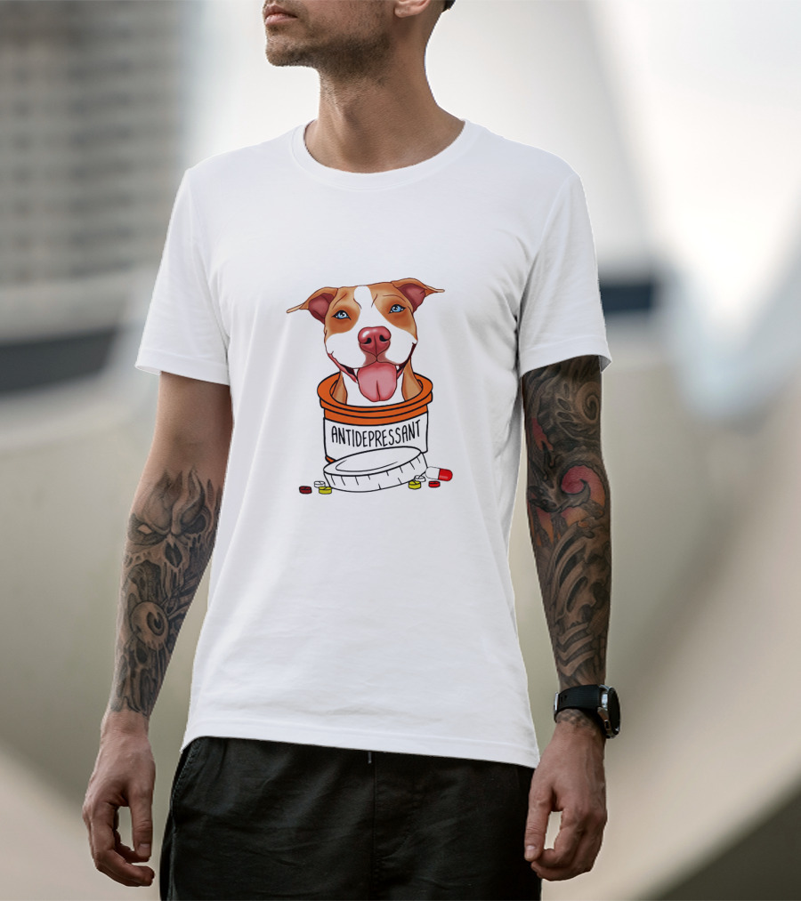 Antidepressant Dog In Pill Bottle With Capsules And Tablets T-Shirt