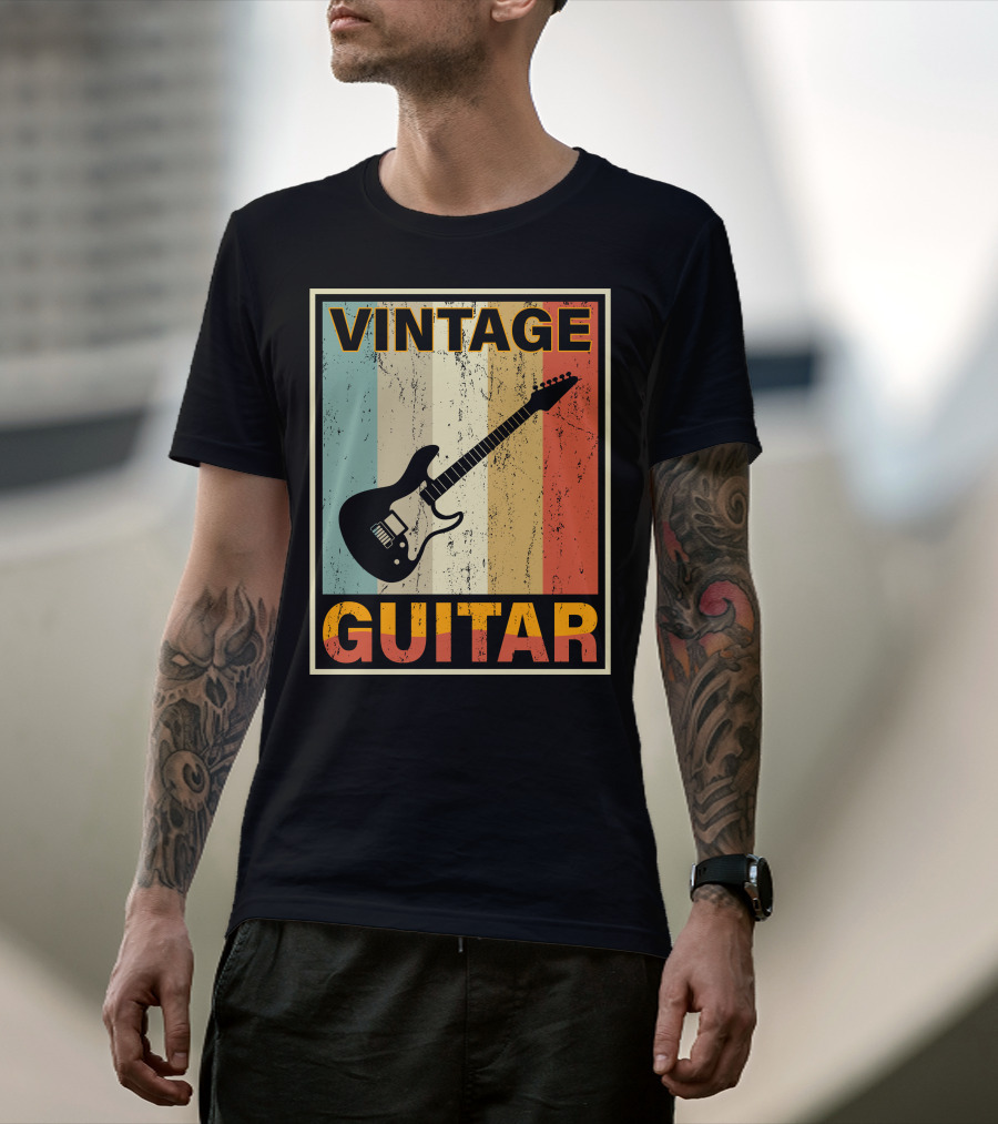 VINTAGE GUITAR RETRO STRIPES ELECTRIC T-Shirt
