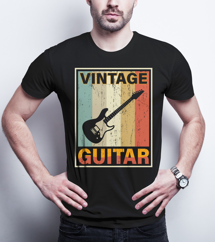 VINTAGE GUITAR RETRO STRIPES ELECTRIC T-Shirt