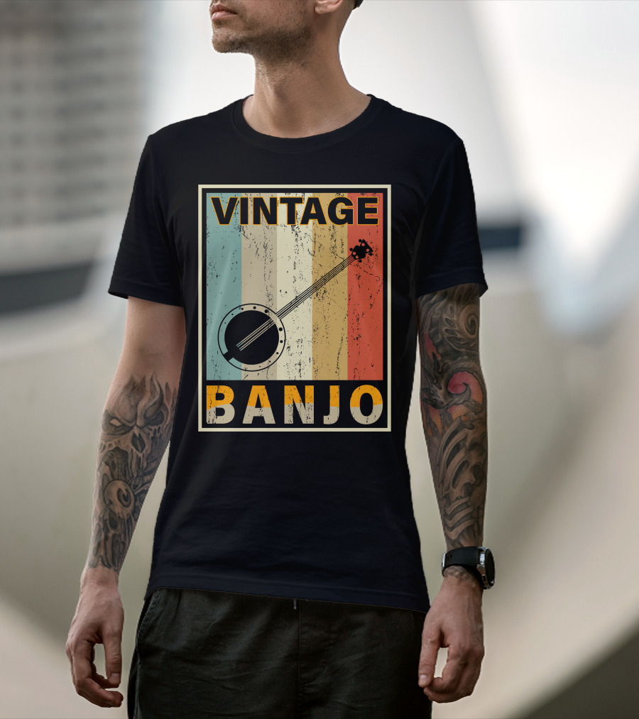 Vintage Banjo Retro Stripes T-Shirt