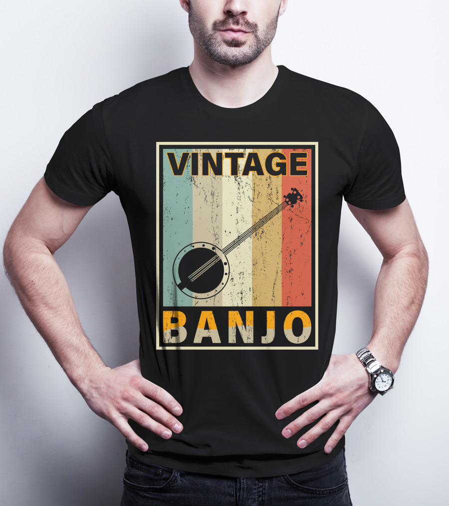 Vintage Banjo Retro Stripes T-Shirt