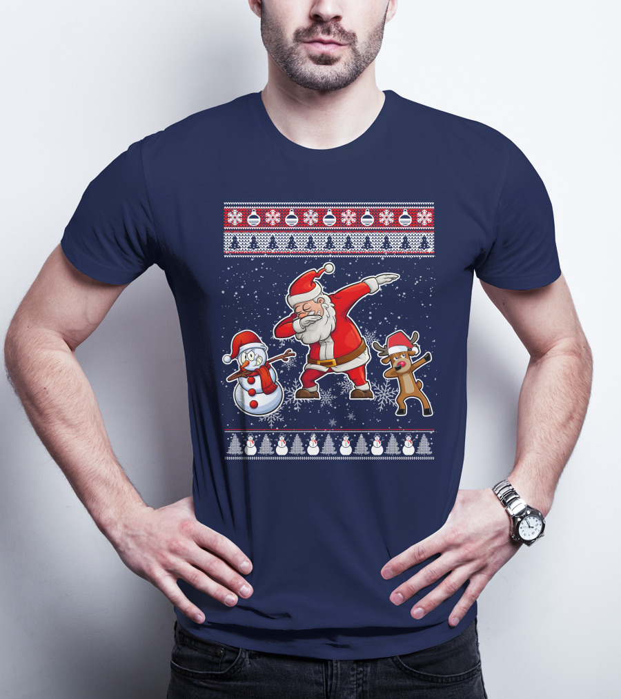 Santa Dabbing Santa Claus Snowman Reindeer Christmas Dabing T-Shirt