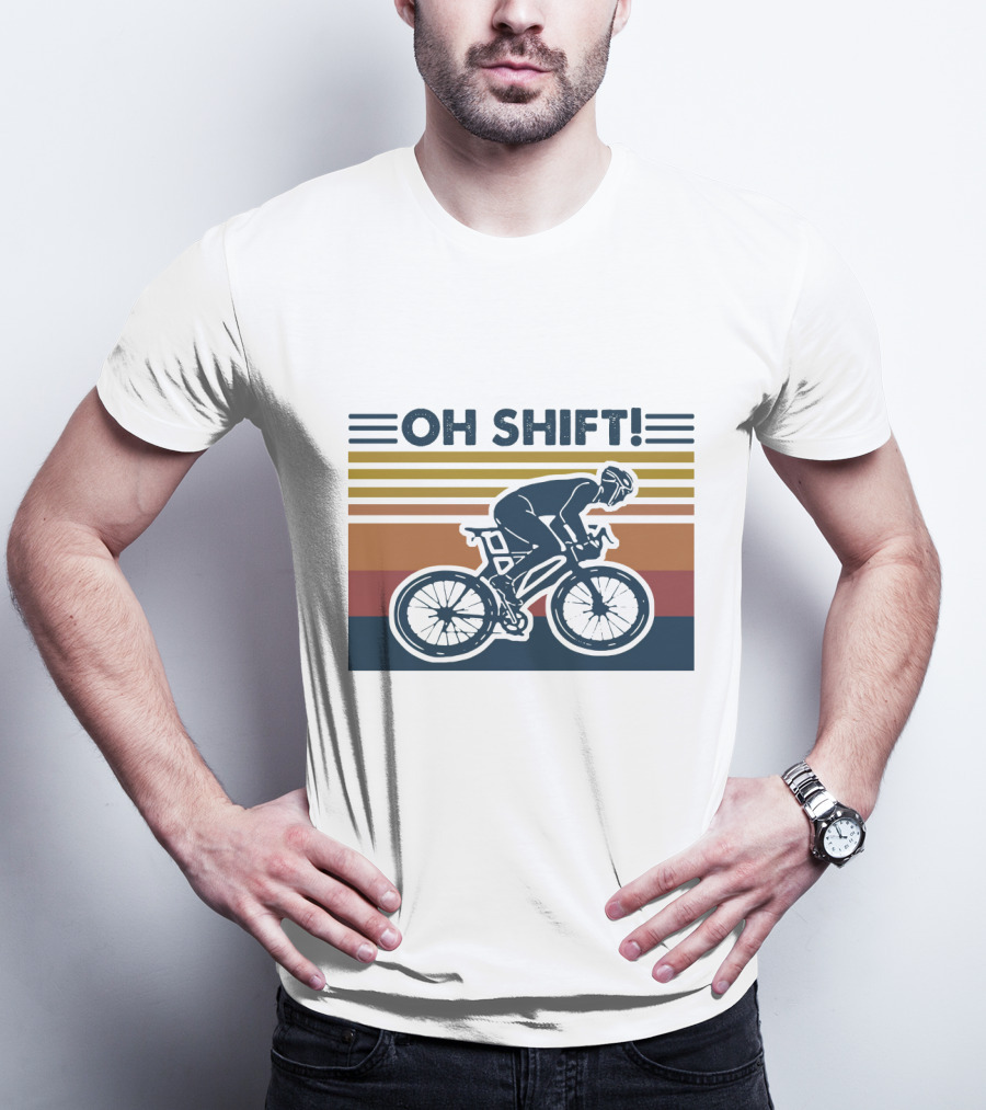 Oh Shift Cycling Retro Stripes T-Shirt