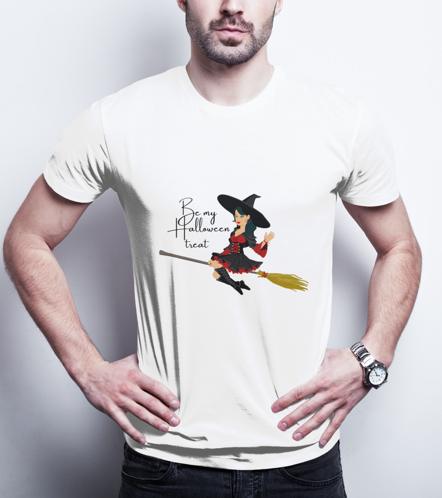 Be My Halloween Treat Witch On Broomstick T-Shirt