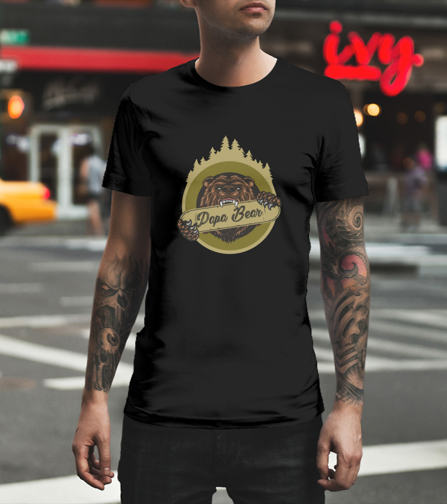 Papa Bear Papa Bear Daddy Bear Wild Forest Badge T-Shirt