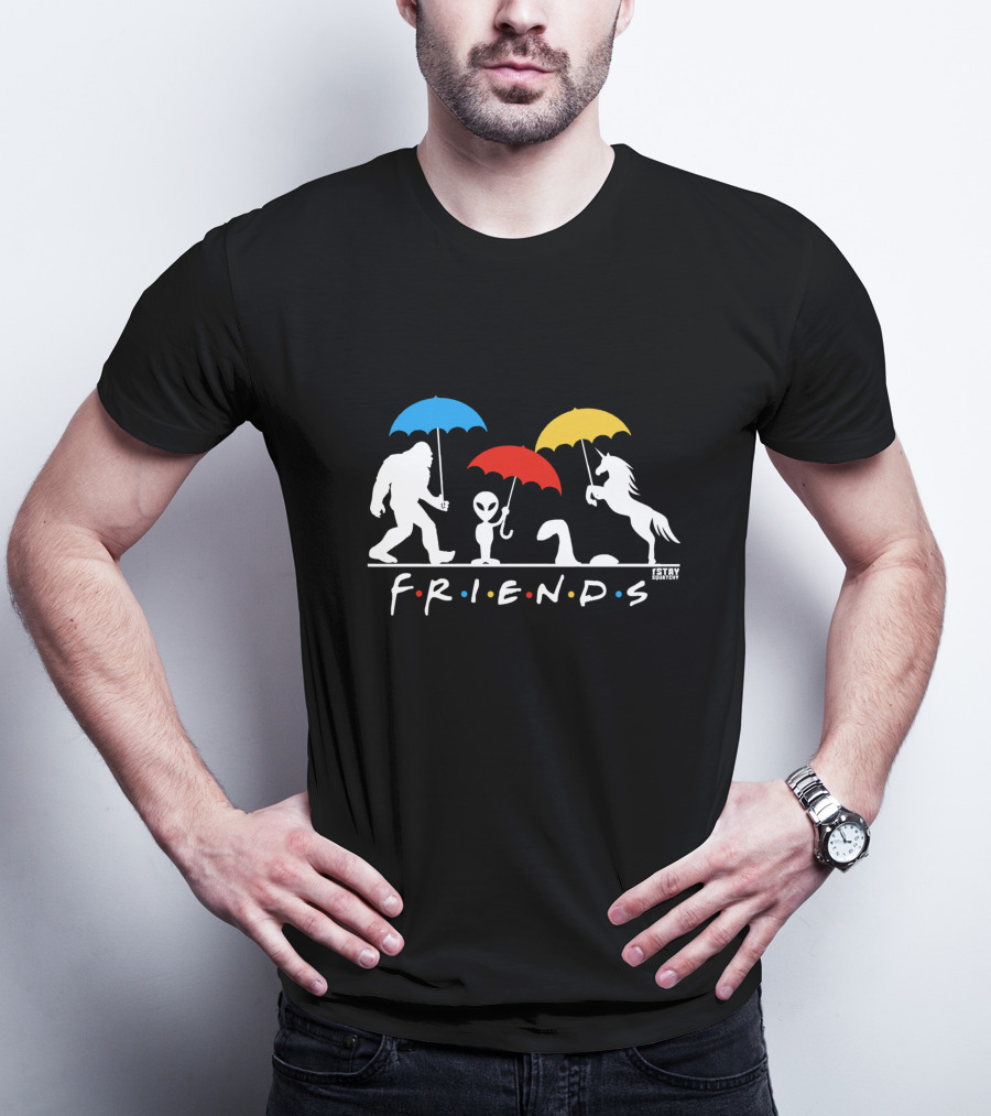 Friends Parody Bigfoot Alien Nessie Unicorn Stay Squatchy T-Shirt