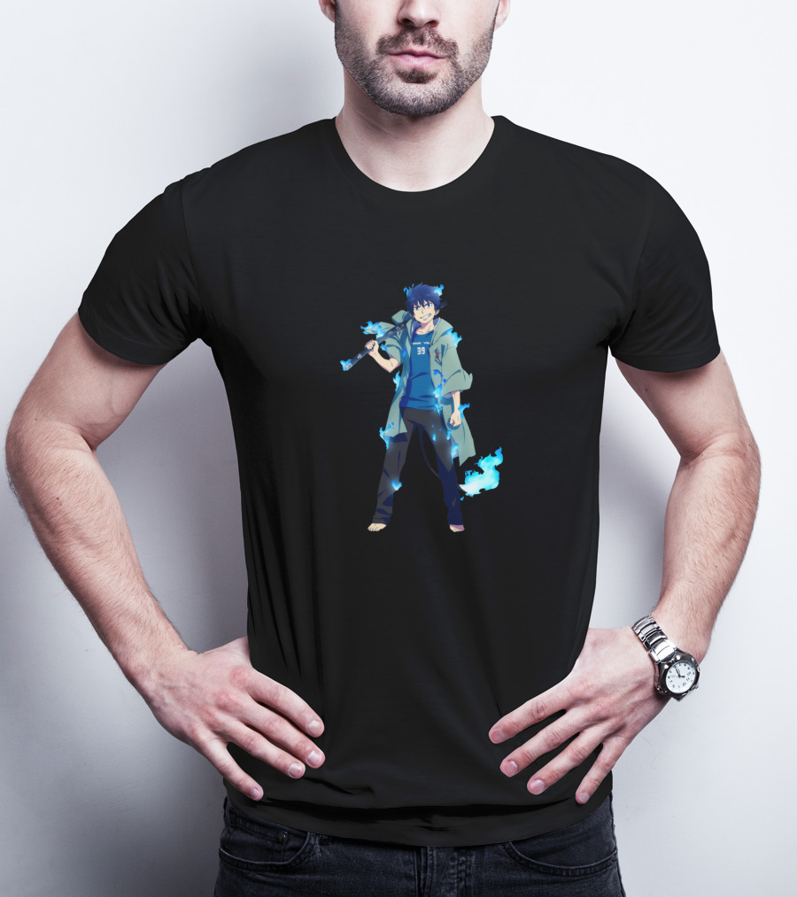 Blue Flames Anime Character With Number 39 T-Shirt