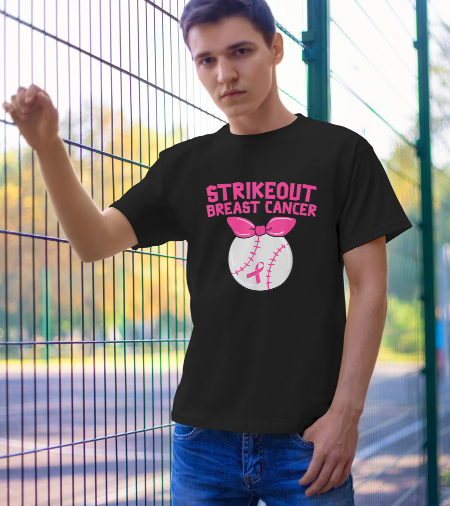 Strikeout Breast Cancer Awareness Baseball Pink T-Shirt