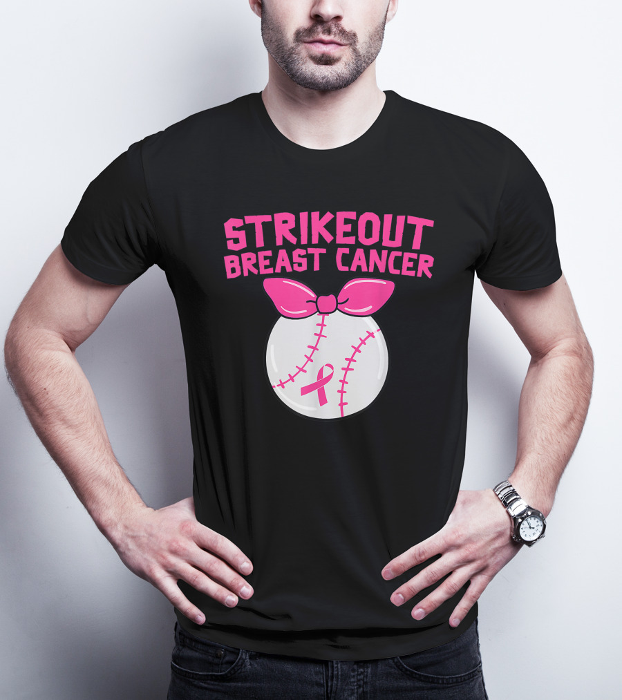 Strikeout Breast Cancer Awareness Baseball Pink T-Shirt