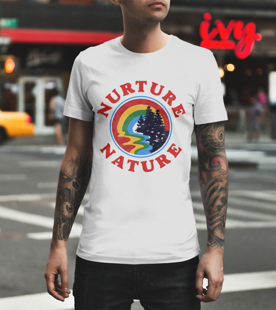 Nurture Nature Rainbow Landscape With Trees T-Shirt