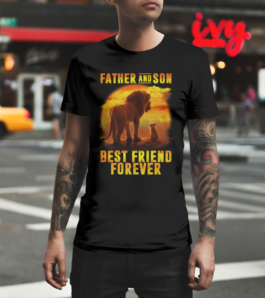 Father And Son Best Friend Forever The Lion King Silhouette Fan T-Shirt