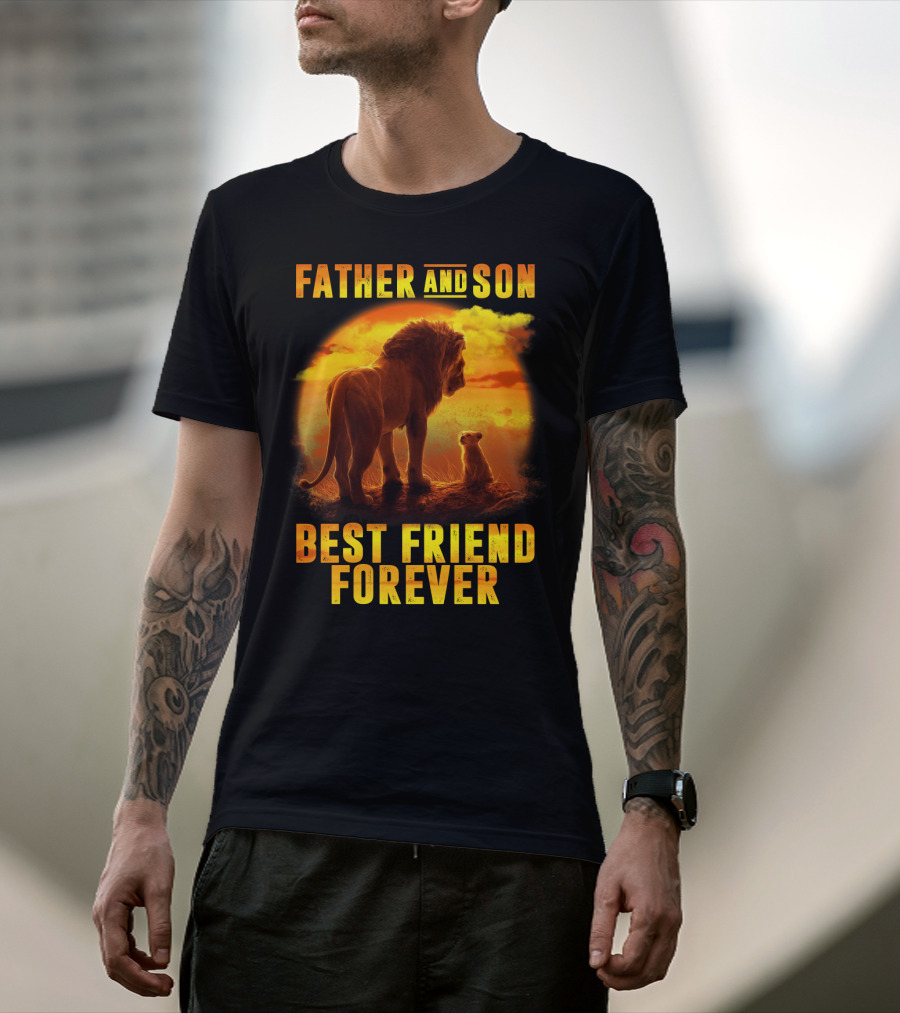 Father And Son Best Friend Forever The Lion King Silhouette Fan T-Shirt