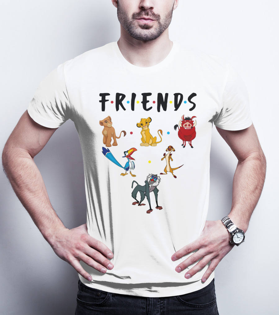 Friends The Lion King Simba Pumbaa Timon Rafiki Zazu Cartoon Characters T-Shirt