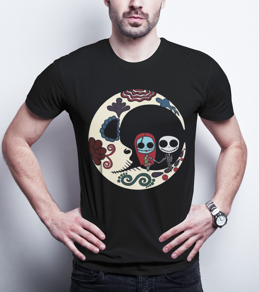 Calavera Moon Jack Skellington Sally Día De Los Muertos T-Shirt