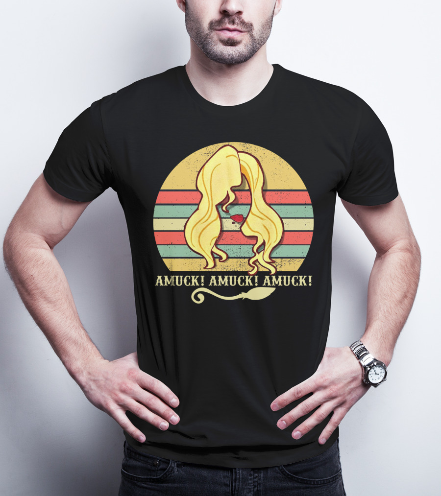 Amuck Amuck Amuck Vintage Sunset Sarah Sanderson Hocus Pocus Witch Silhouette T-Shirt