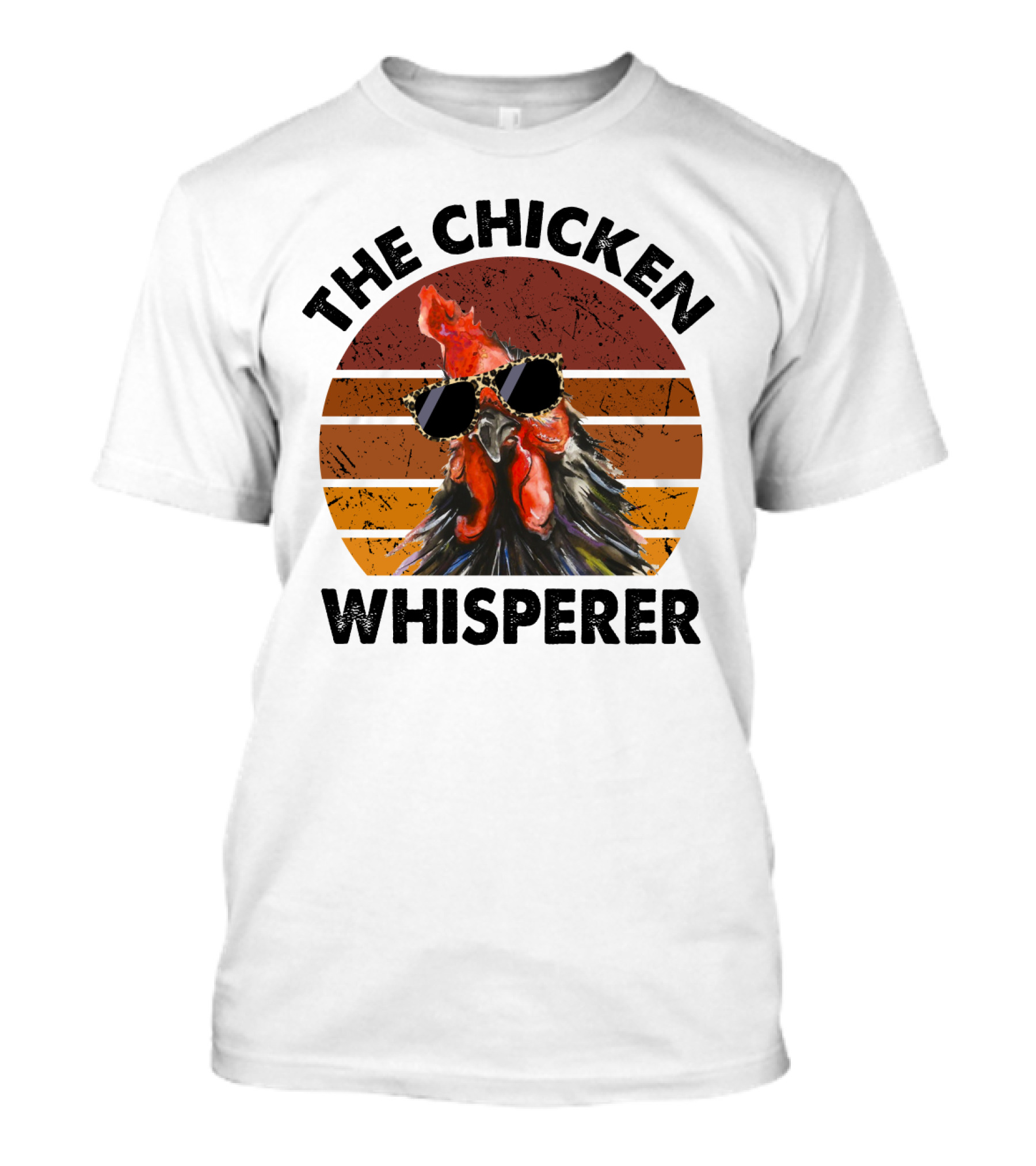 The Chicken Whisperer Retro Sunglasses Vintage Sunset Chicken T-Shirt