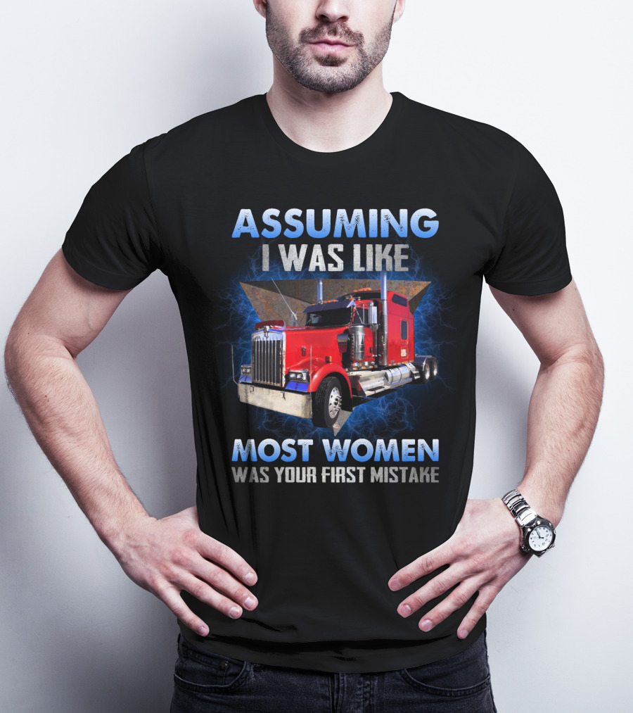 Bold Female Trucker Empowerment With Powerful Red Truck Imagery And Defiant Message T-Shirt