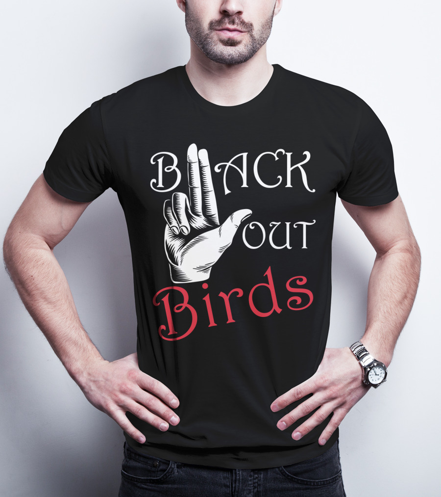 Back Out Birds Funny Pitbull Dog Lovers Sarcasm Hand Gesture T-Shirt