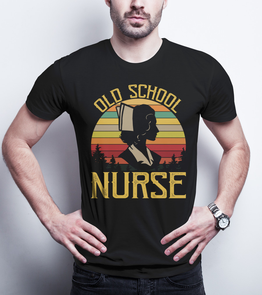 Old School Nurse Vintage Sunset T-Shirt