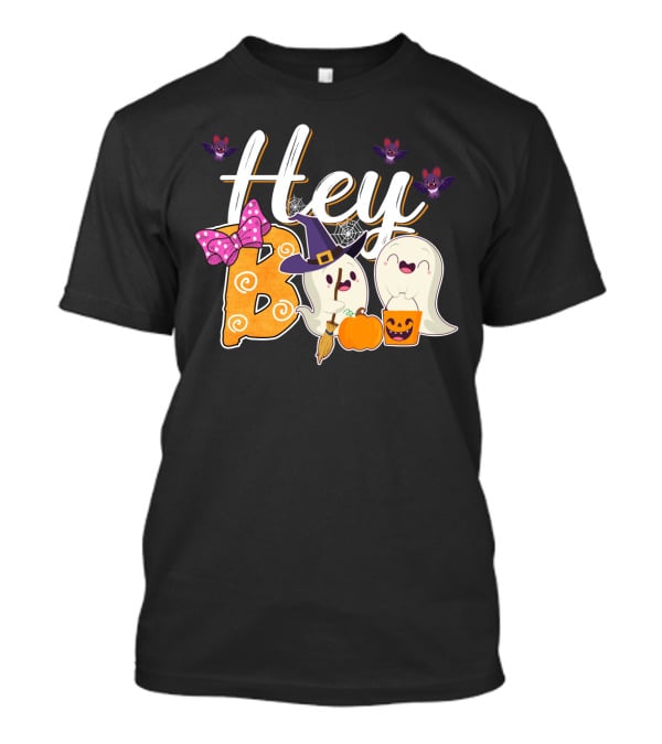 Hey Boo Ghosts With Pumpkins And Bats Simply Southern Halloween Collection T-Shirt