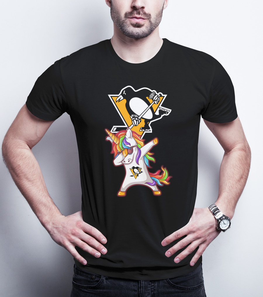 Unicorn Dabbing Penguins Pittsburgh Hockey T-Shirt