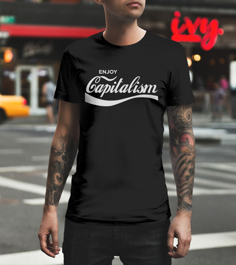 Enjoy Capitalism Coca-Cola Style Font T-Shirt
