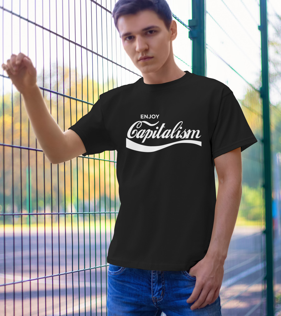 Enjoy Capitalism Coca-Cola Style Font T-Shirt