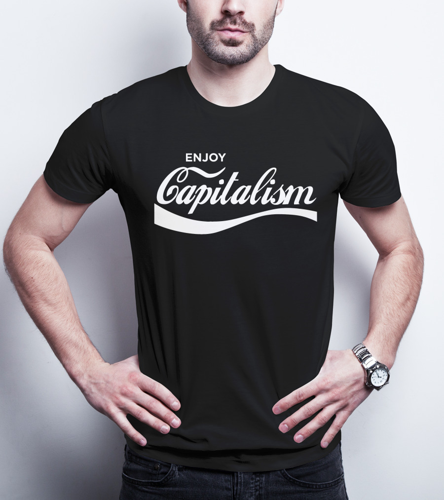 Enjoy Capitalism Coca-Cola Style Font T-Shirt