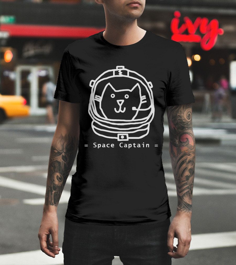Space Captain Cat In Spacesuit T-Shirt