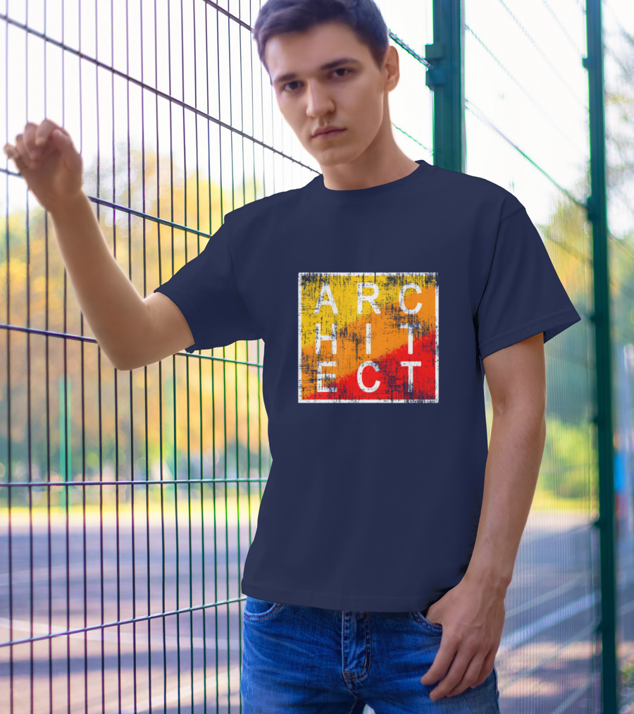 Architect Grunge Texture Yellow Orange Red Square T-Shirt