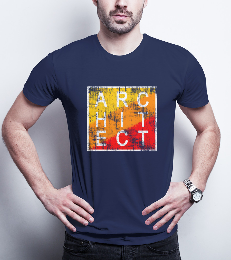 Architect Grunge Texture Yellow Orange Red Square T-Shirt