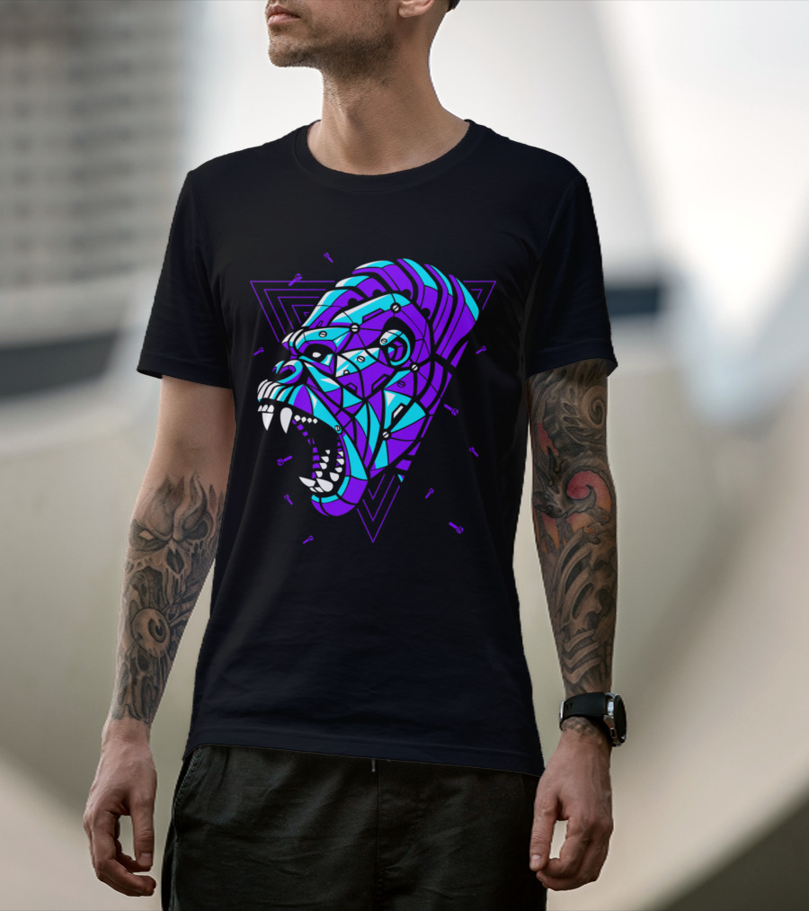 Cyber Punk Gorilla Geometric Triangles T-Shirt